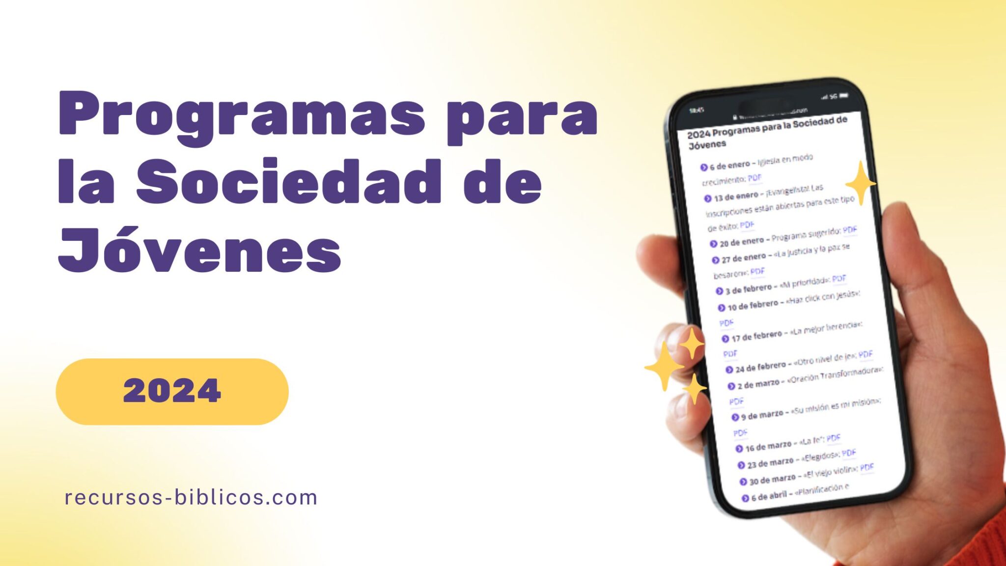 Programas para Sociedad de Jóvenes - PACK COMPLETO para cada sábado